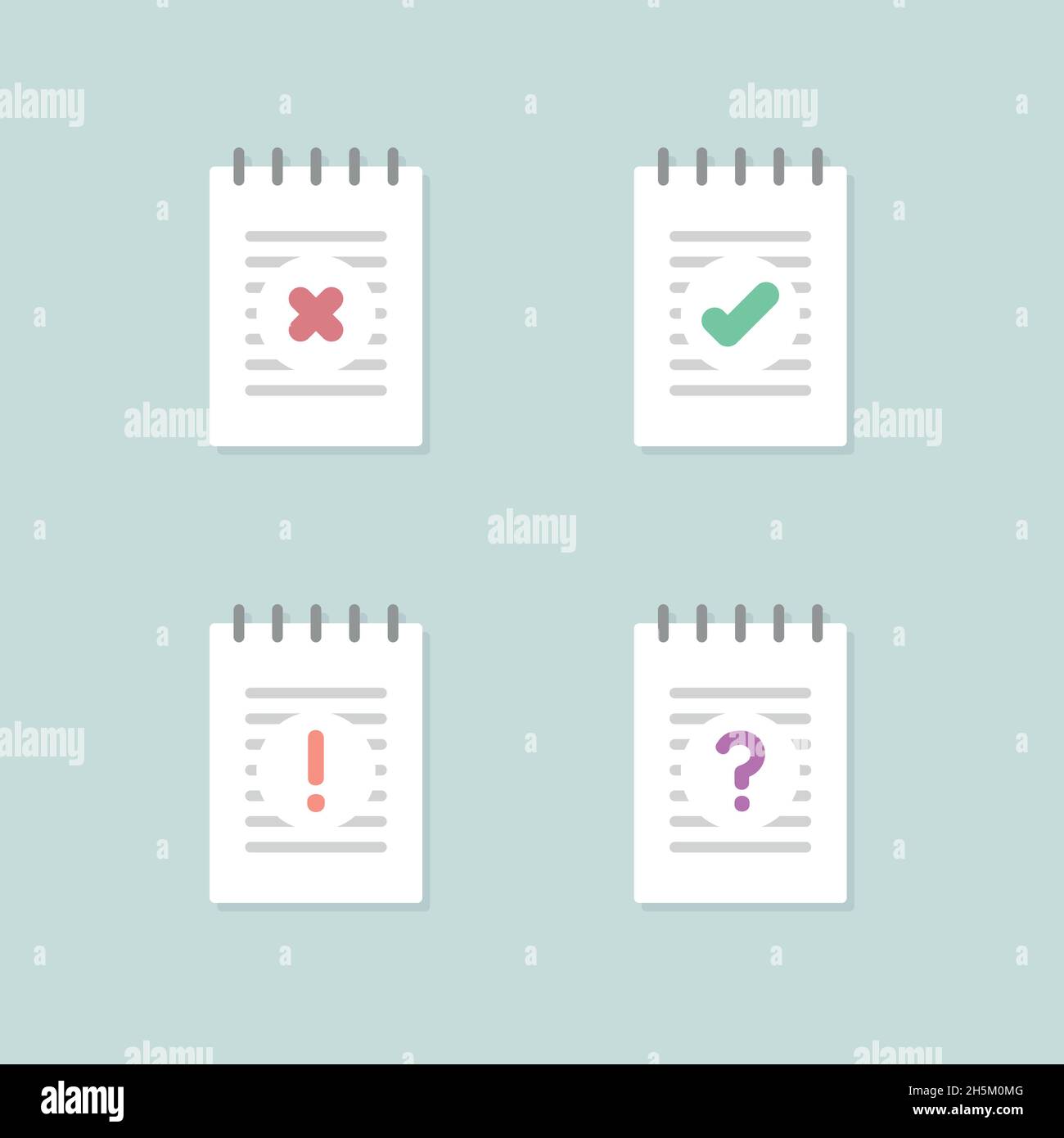 Set: notebooks with check mark icons. Vector illustration, flat design ...