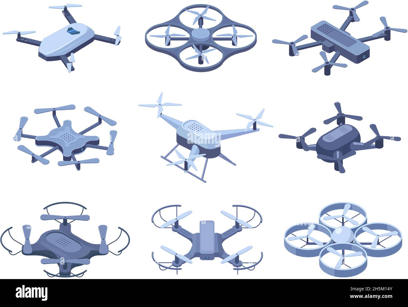 Isometric drones, flying quadcopter with remote controllers. Remote ...