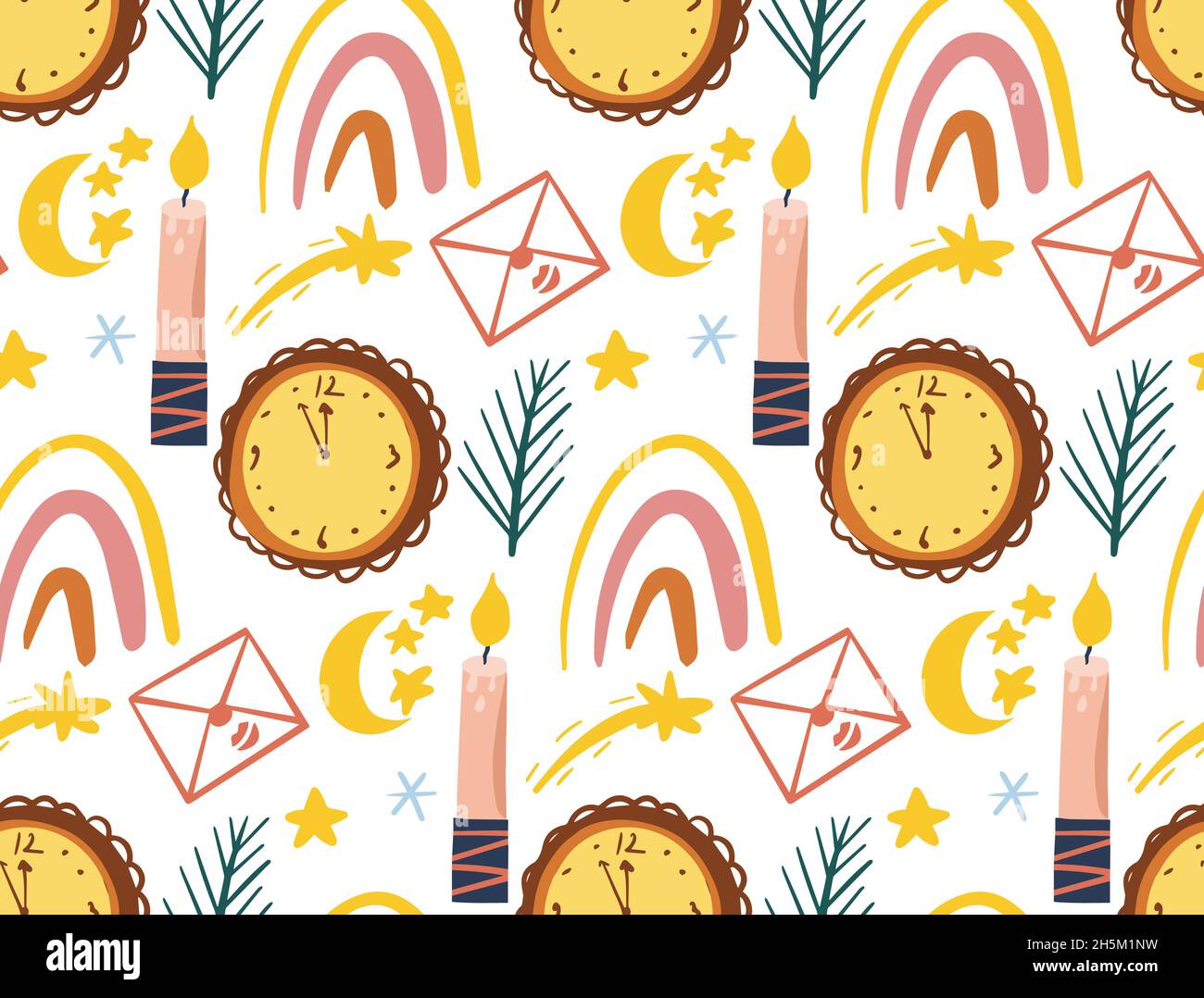Happy New Year abstract boho pattern in modern style. background ...