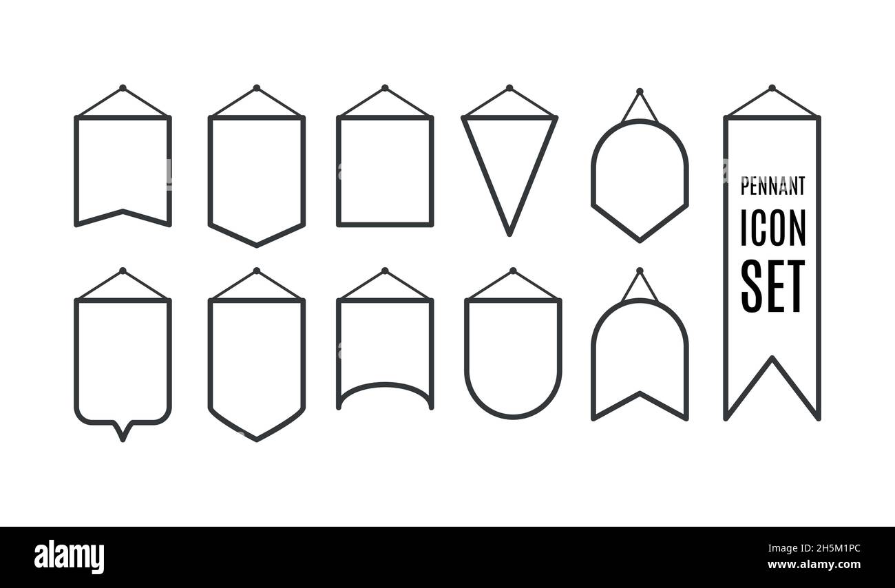 Pennant outline icon set. Vector illustration, flat design Stock Vector ...