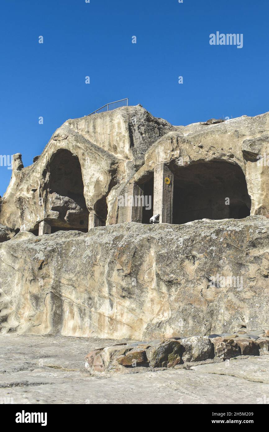 The Uplistsikhe cave complex near Gori, Georgia. Ancient rock-hewn town ...