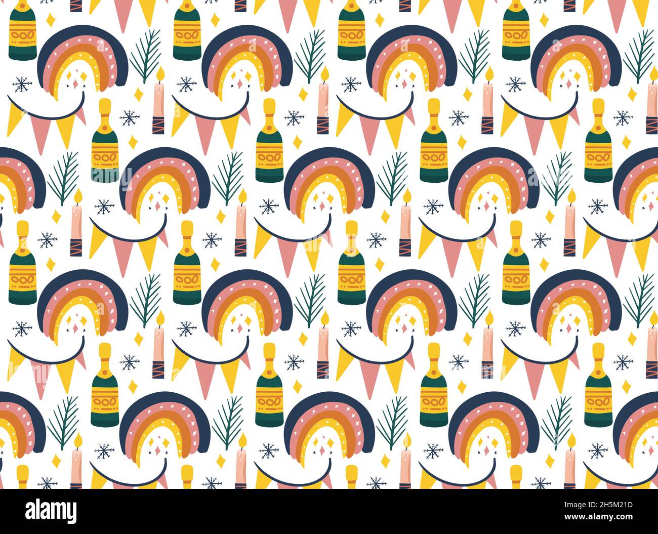 Happy New Year abstract boho pattern in modern style. background ...