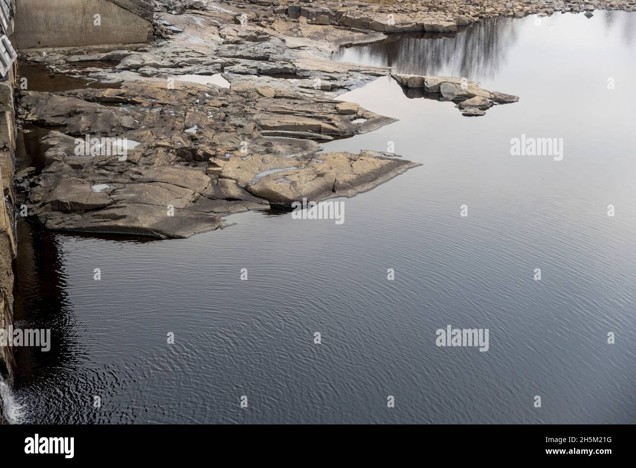 Remains of a rock after an explosion for the construction of the ...
