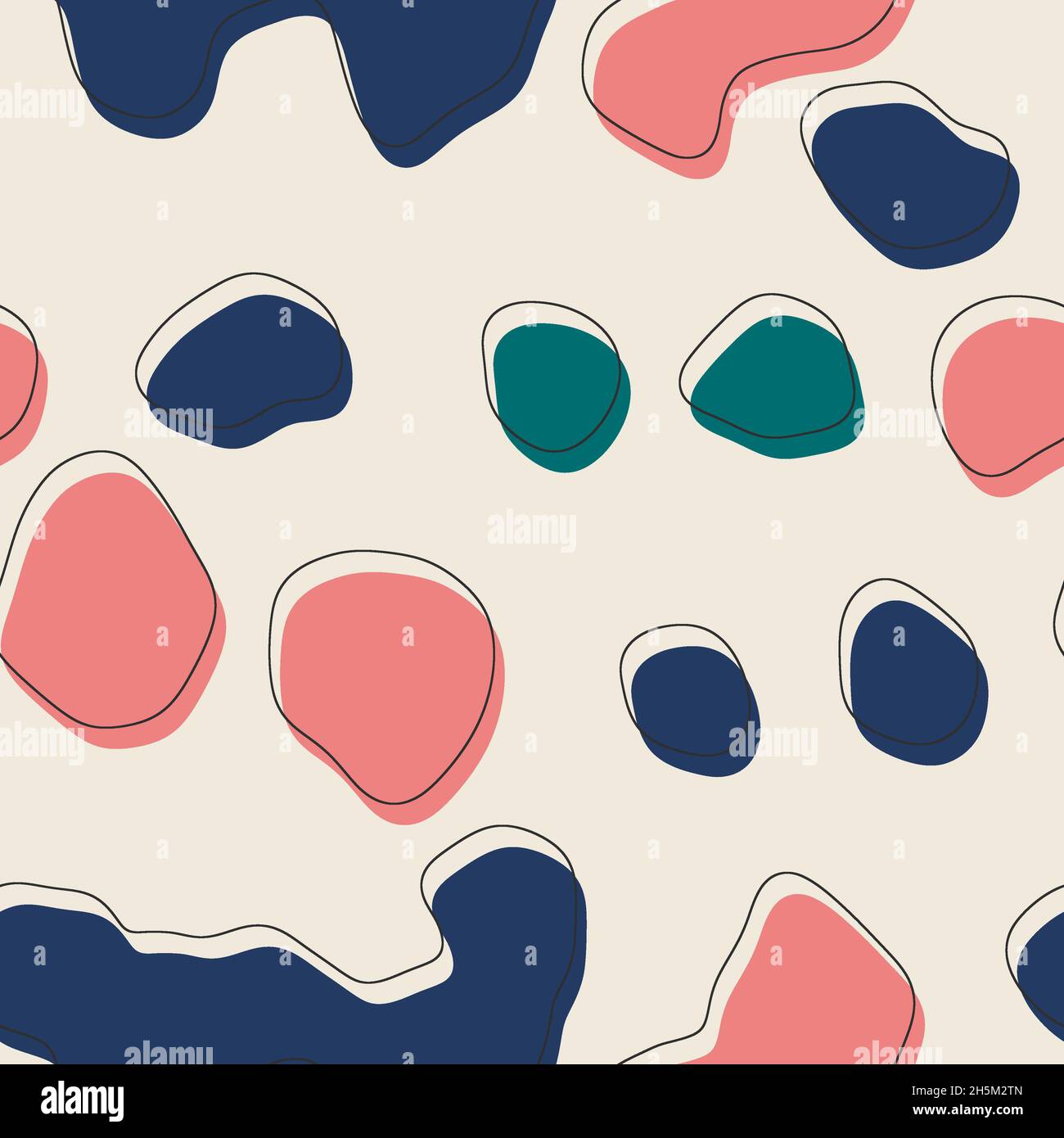 Seamless abstract organic blog shapes in various colors with offset ...