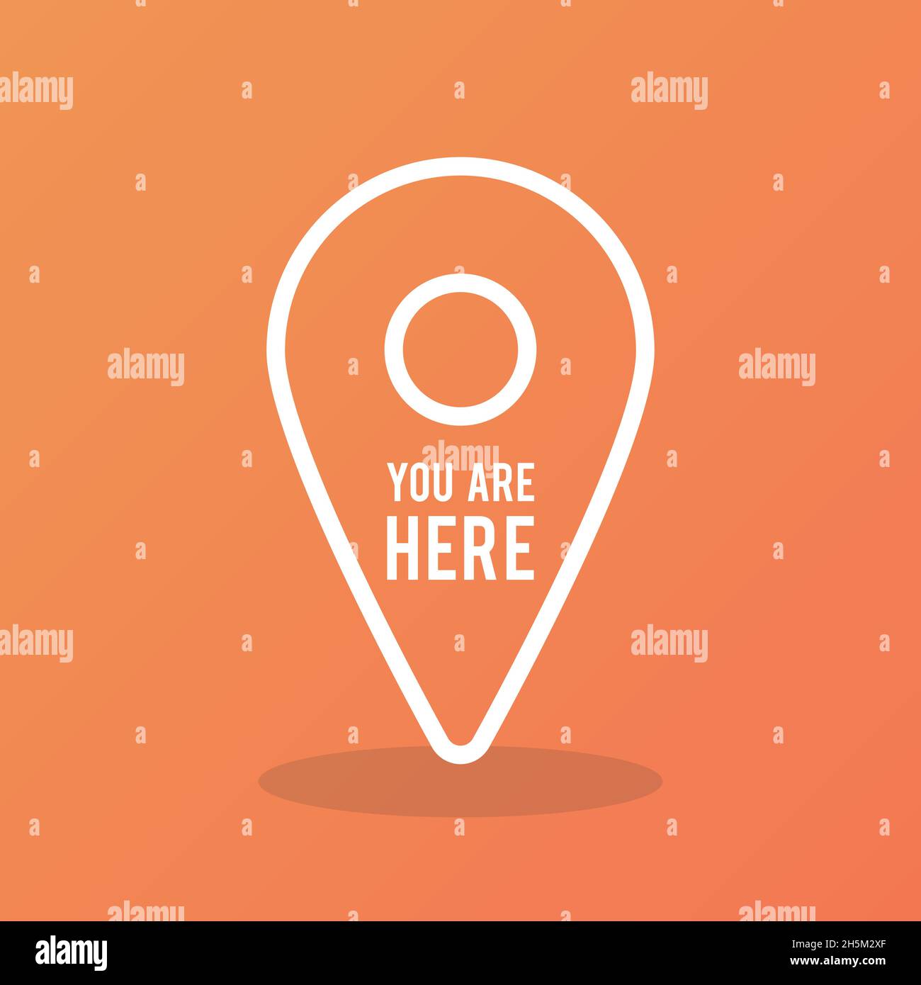 Map pointer outline icon with the text "You are here". Concept of GPS ...