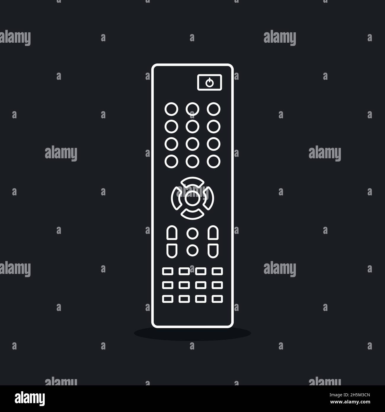 Remote control. Flat icon. White thin line. TV remote controller ...