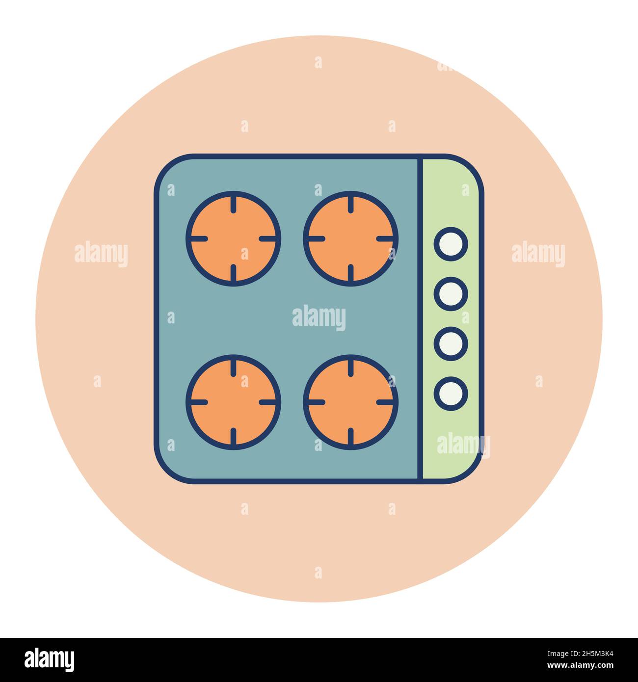 Cook top cooking panel, surface color icon. Induction stove hob. Graph ...