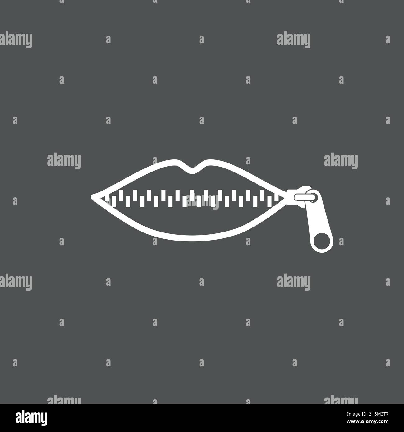 Lips zipped. Woman's mouth with zipper closing lips shut. Concept of ...