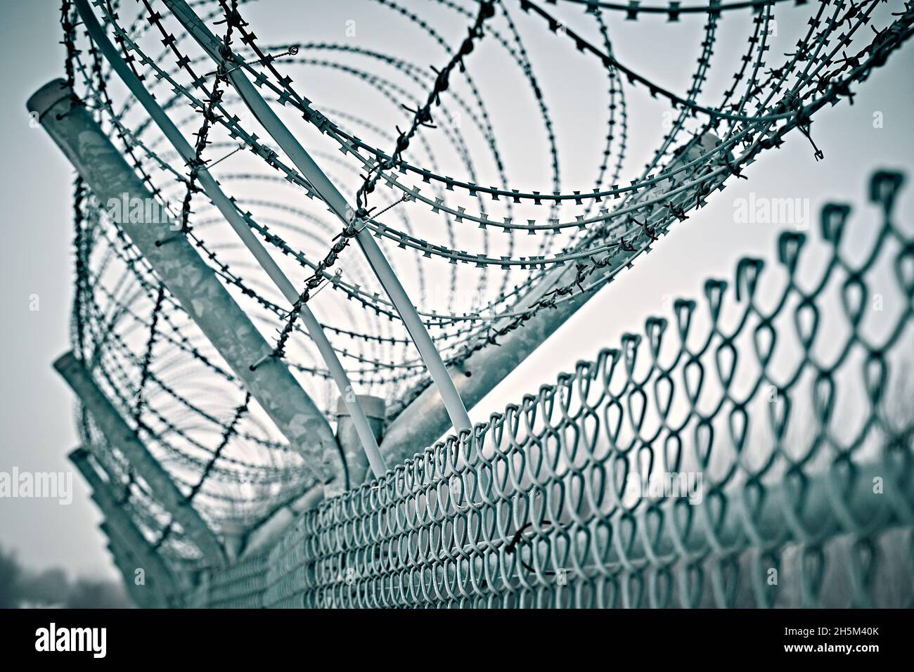 Prison security fence. Barrier border. Boundary security wall Stock ...