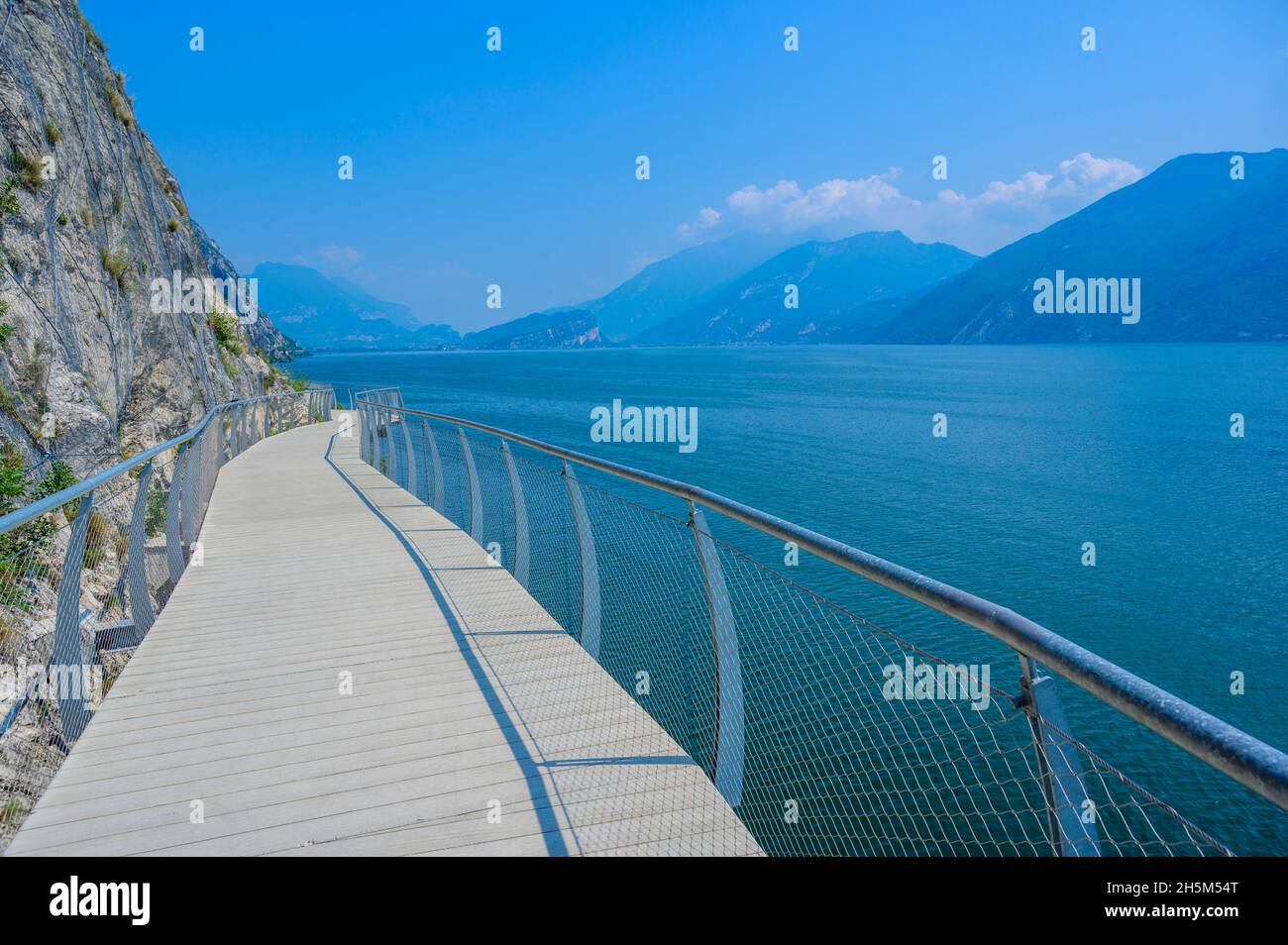 Ciclopista del Garda - Bicycle road and foot path over Garda lake with ...