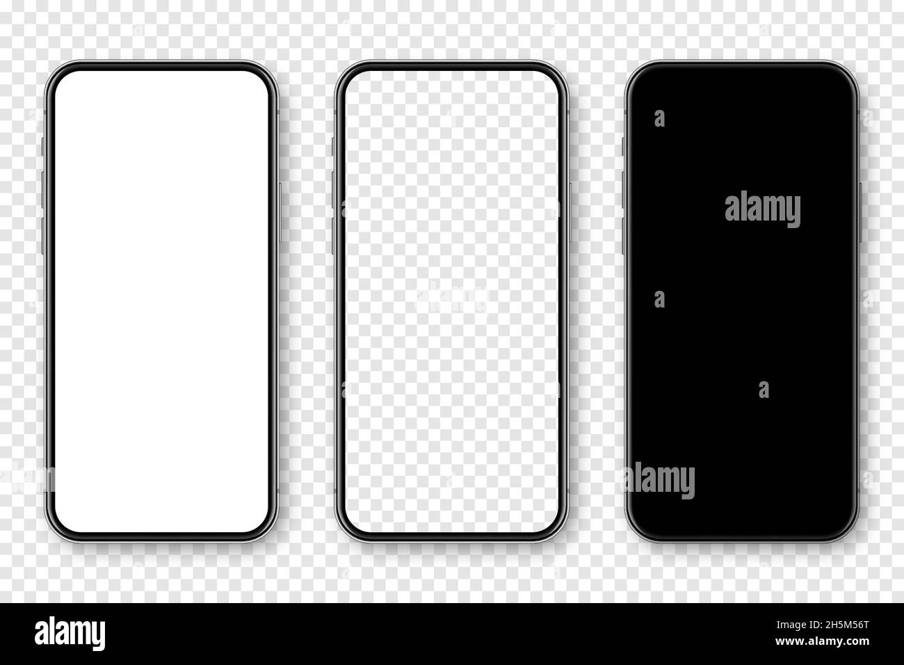 Realistic smartphone with blank touch screen on checkered background ...