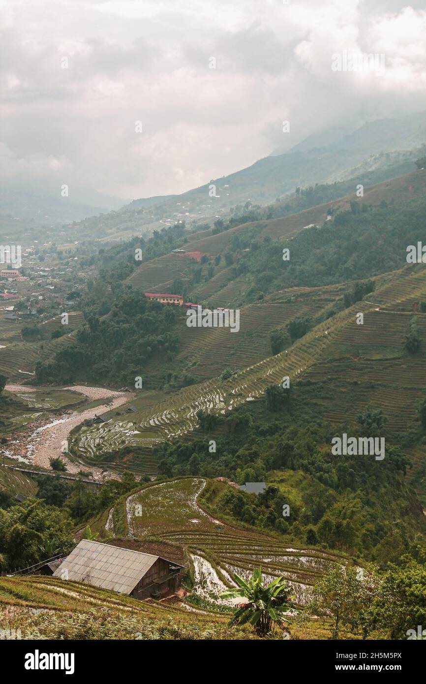 Aerial view terraces farmland on hi-res stock photography and images ...