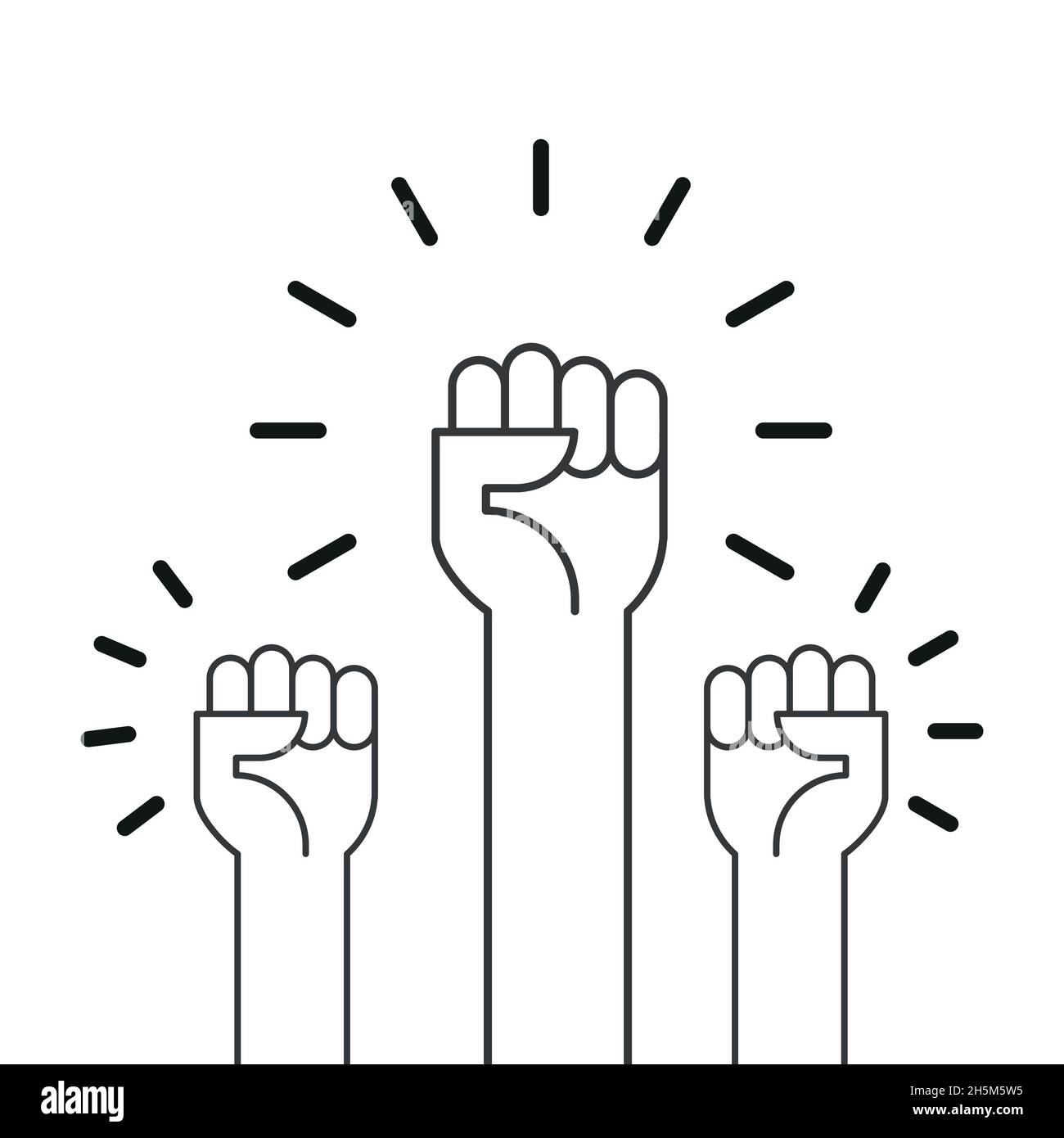 Fists hands up vector illustration. Concept of unity, revolution, fight ...