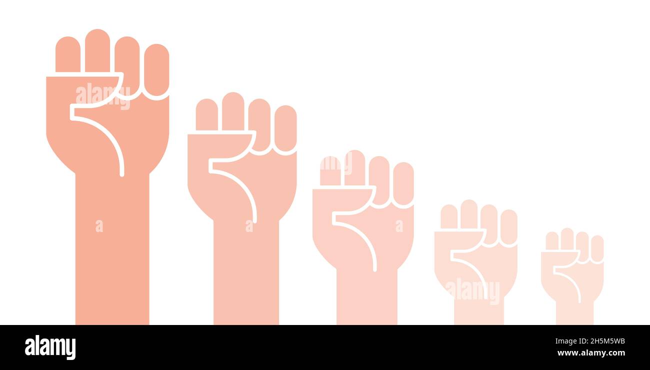 Fists hands up vector illustration. Concept of unity, revolution, fight ...