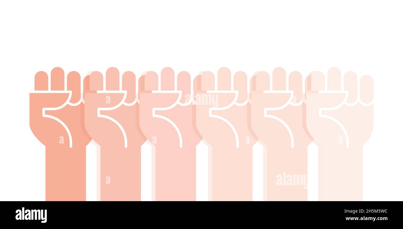 Fists hands up vector illustration. Concept of unity, revolution, fight ...
