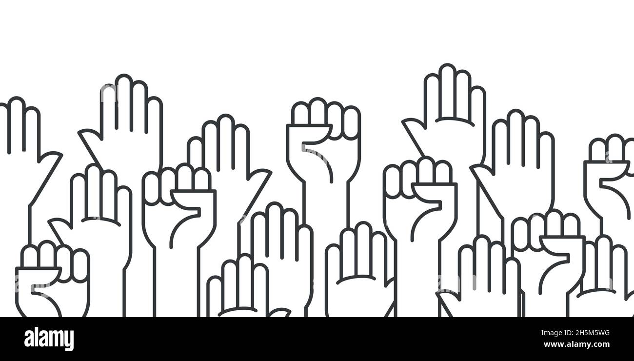 Fists hands up vector illustration. Concept of unity, revolution, fight ...