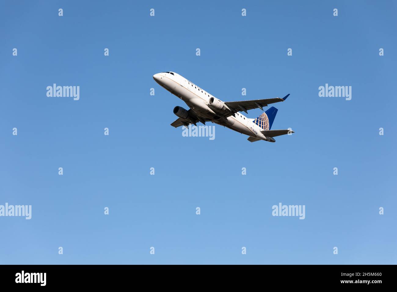 Montreal, Canada, 11-10-2021. Airliner taking off from the runway at ...