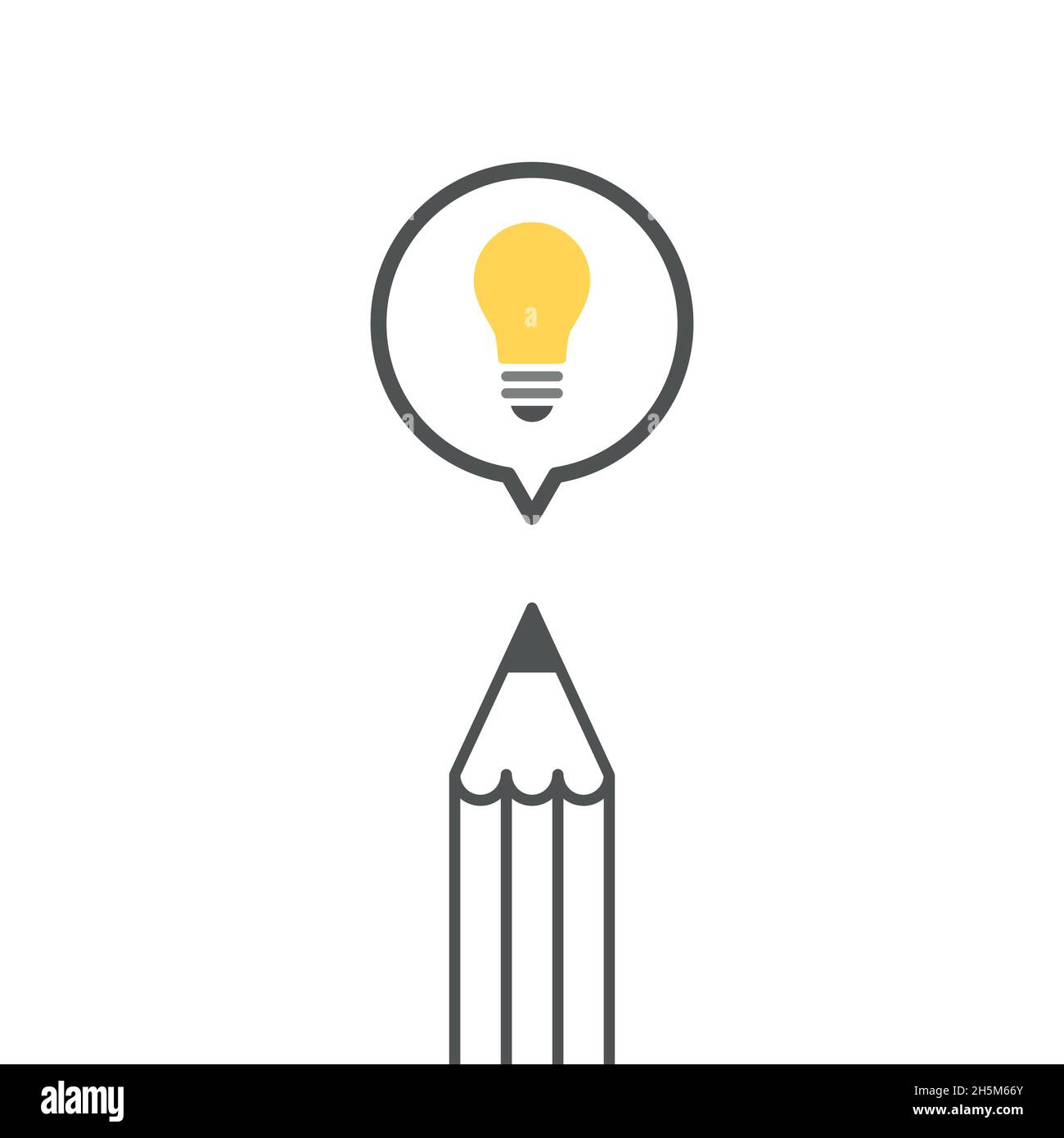 Pencil with speech bubble and light bulb icon. Concept of creativity ...