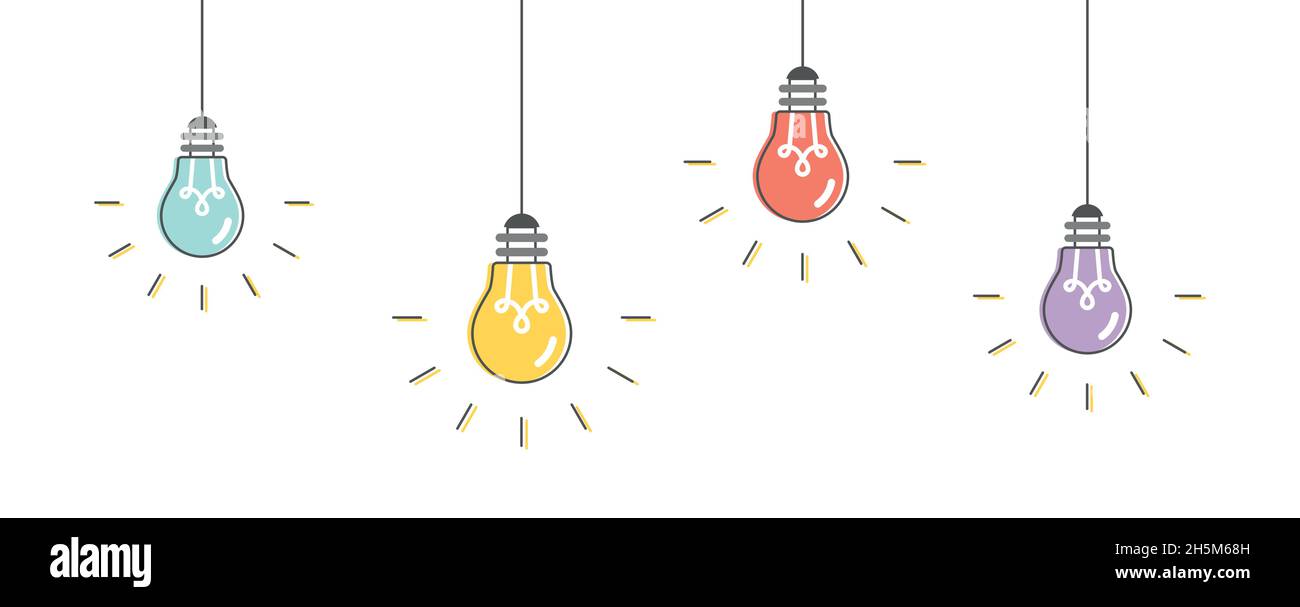 Light bulbs hanging. Vector illustration, flat design Stock Vector ...