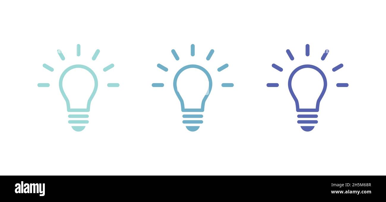Set: Light bulb icon. Cool colors. Vector illustration, flat design ...