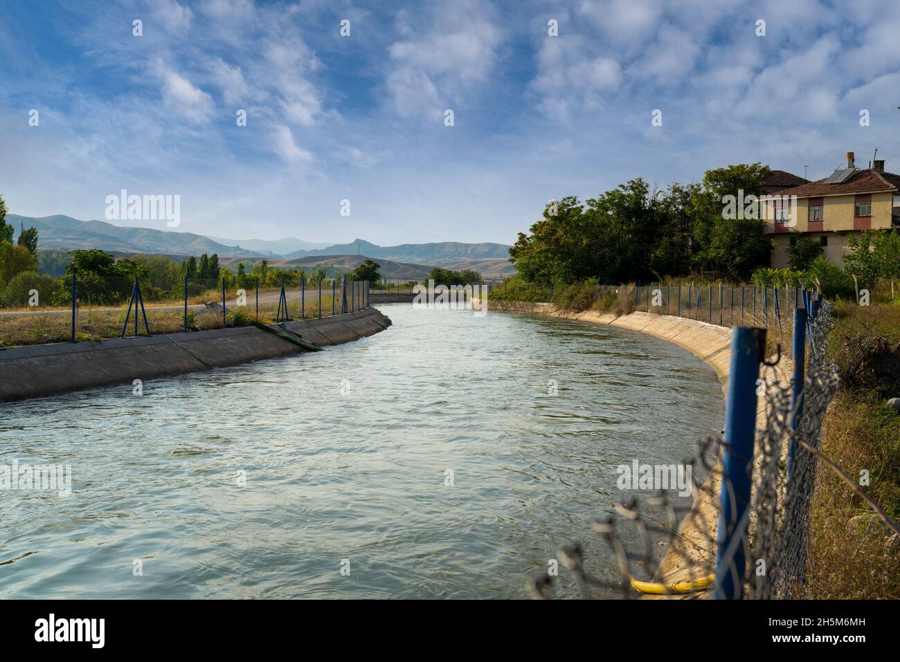 The canal of the hydroelectric power plant built on Kizilirmak River ...