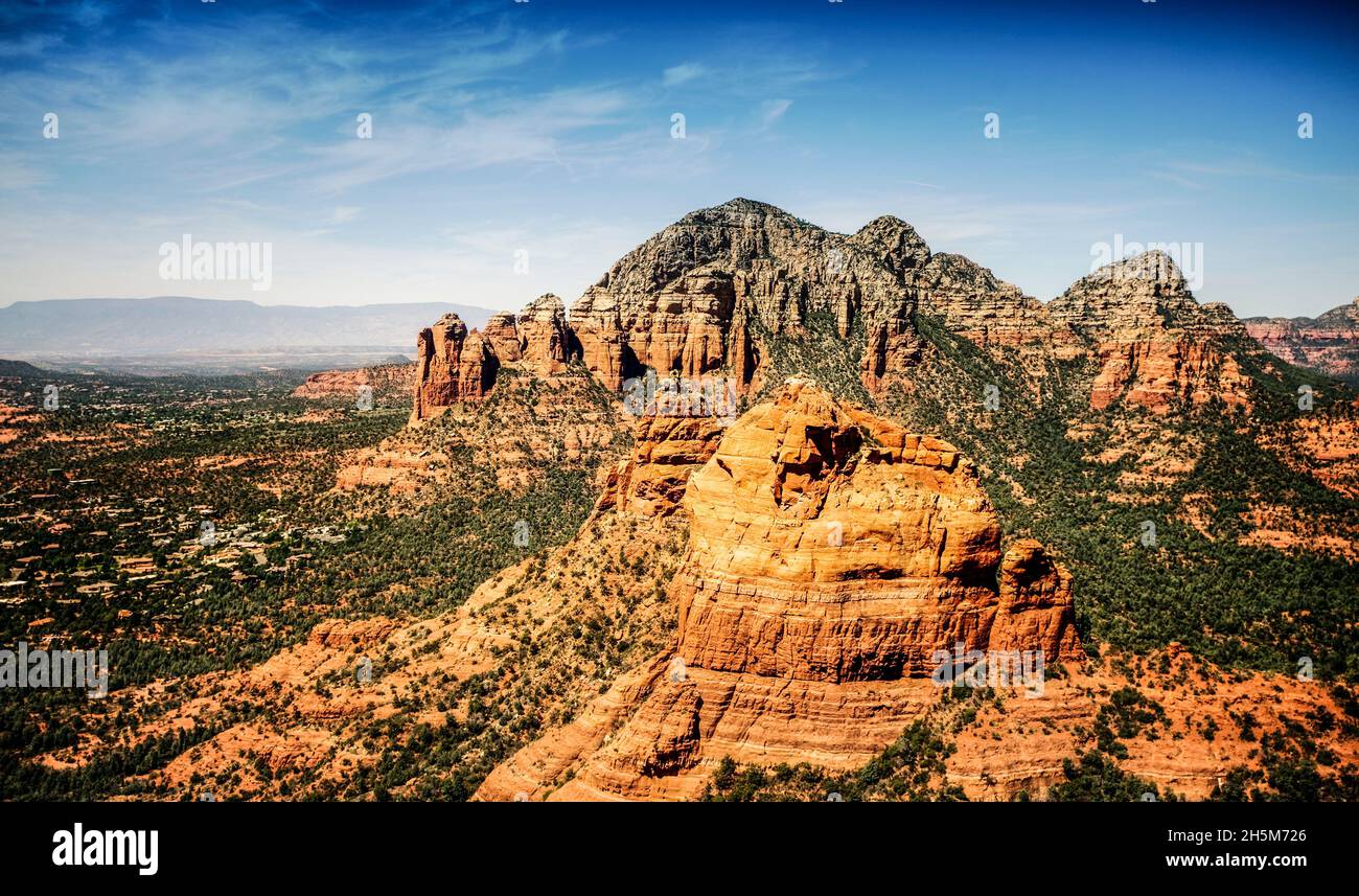 Sedona, Arizona aerial view from helicopter. Old Mammoth Road. Original ...
