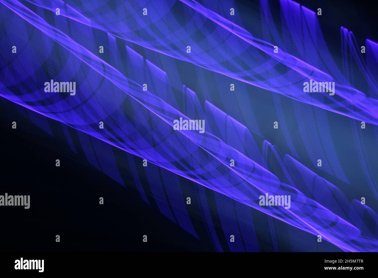 Incredible reflected neon blue light layers on black background Stock ...