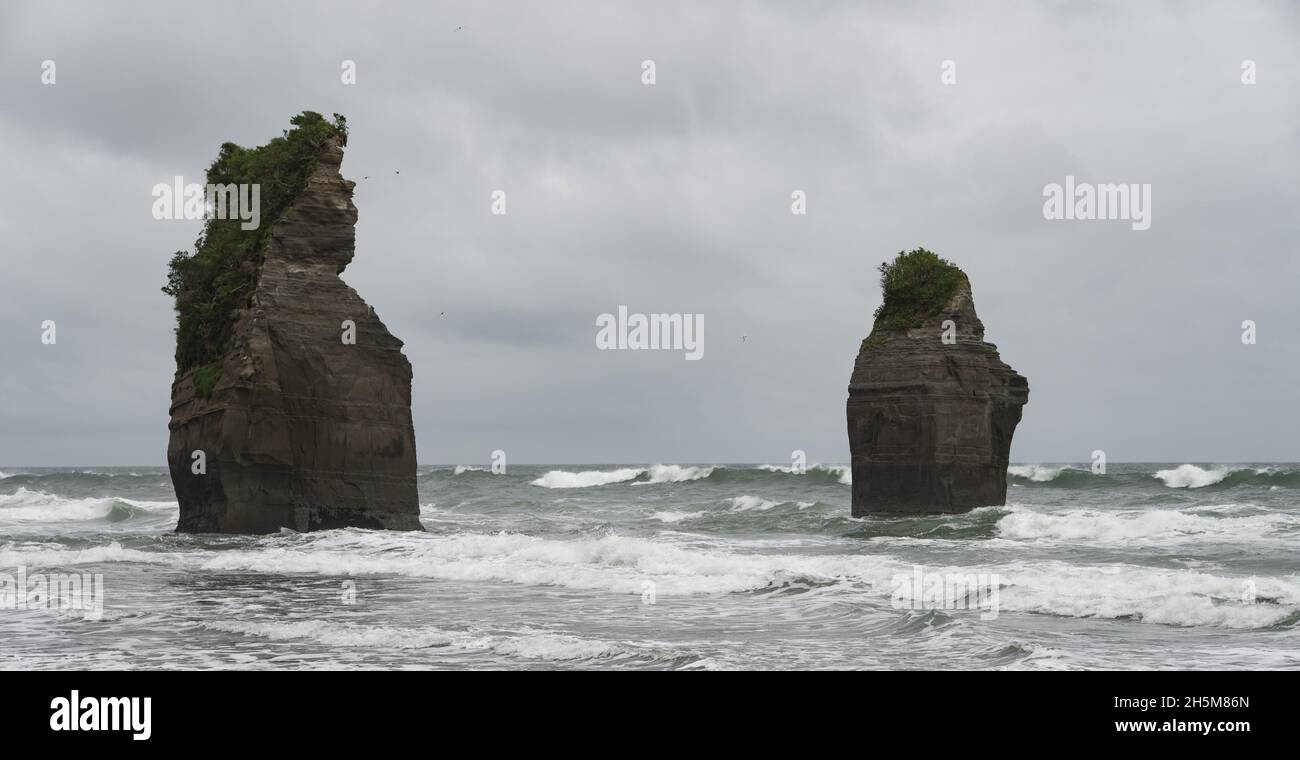 Three sisters cliffs New zealand Stock Photo - Alamy