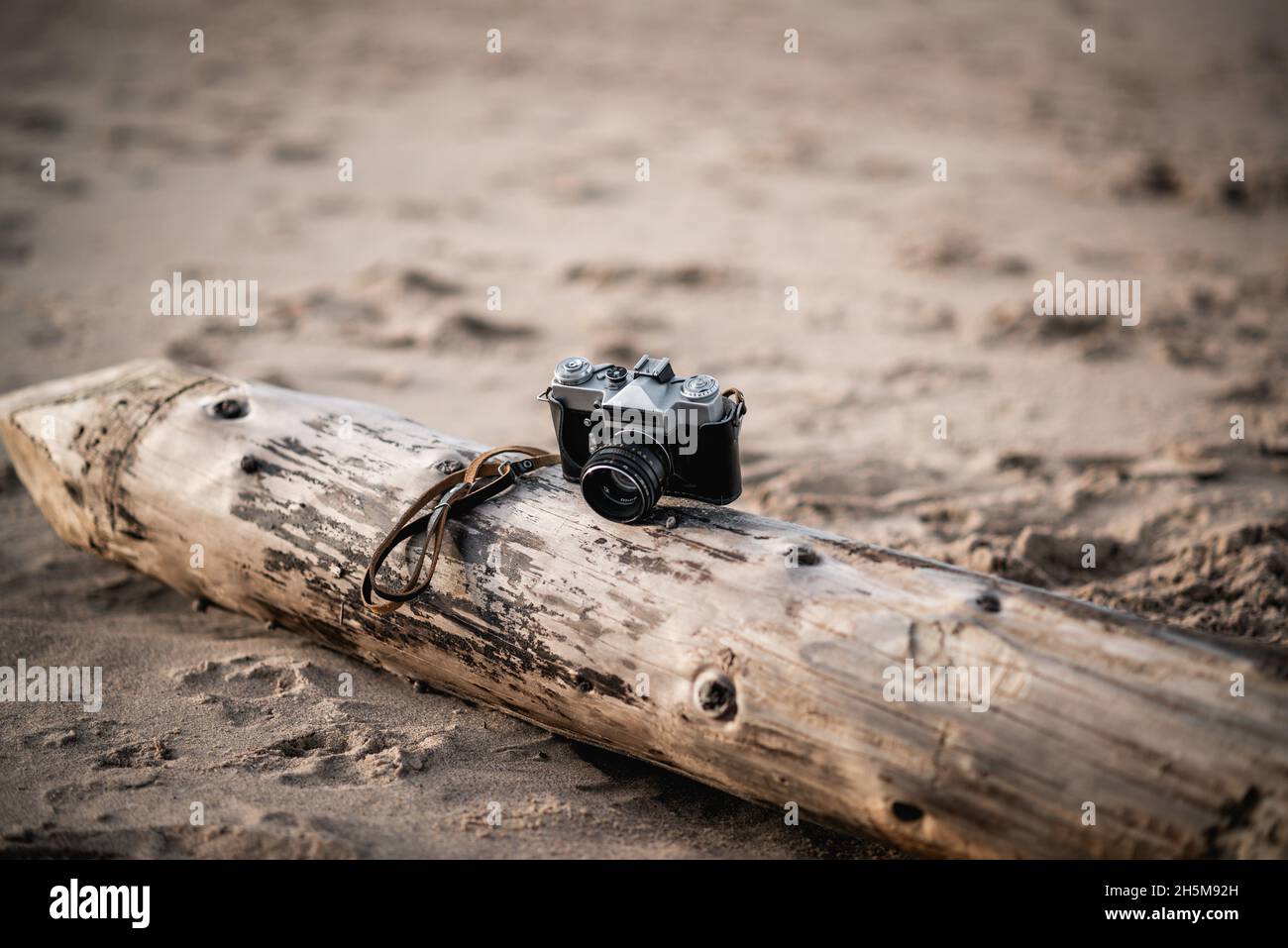 Stylish soviet vintage camera at the beach Stock Photo - Alamy