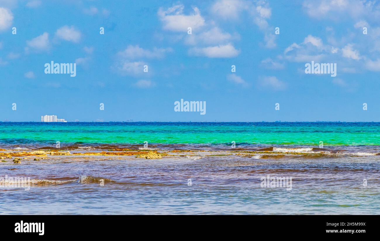 Tropical mexican beach with clear turquoise blue water and and view on ...