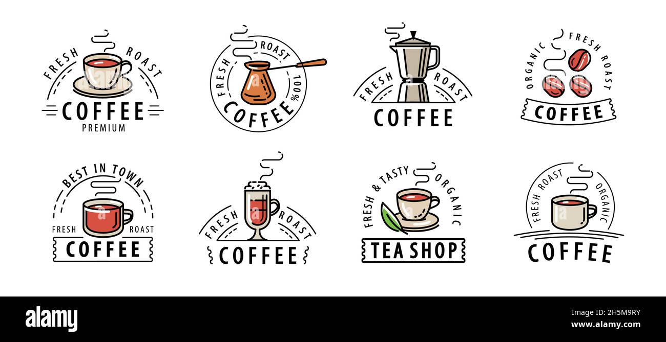 Coffee, tea set labels. Design elements or restaurant menu, cafe Stock ...