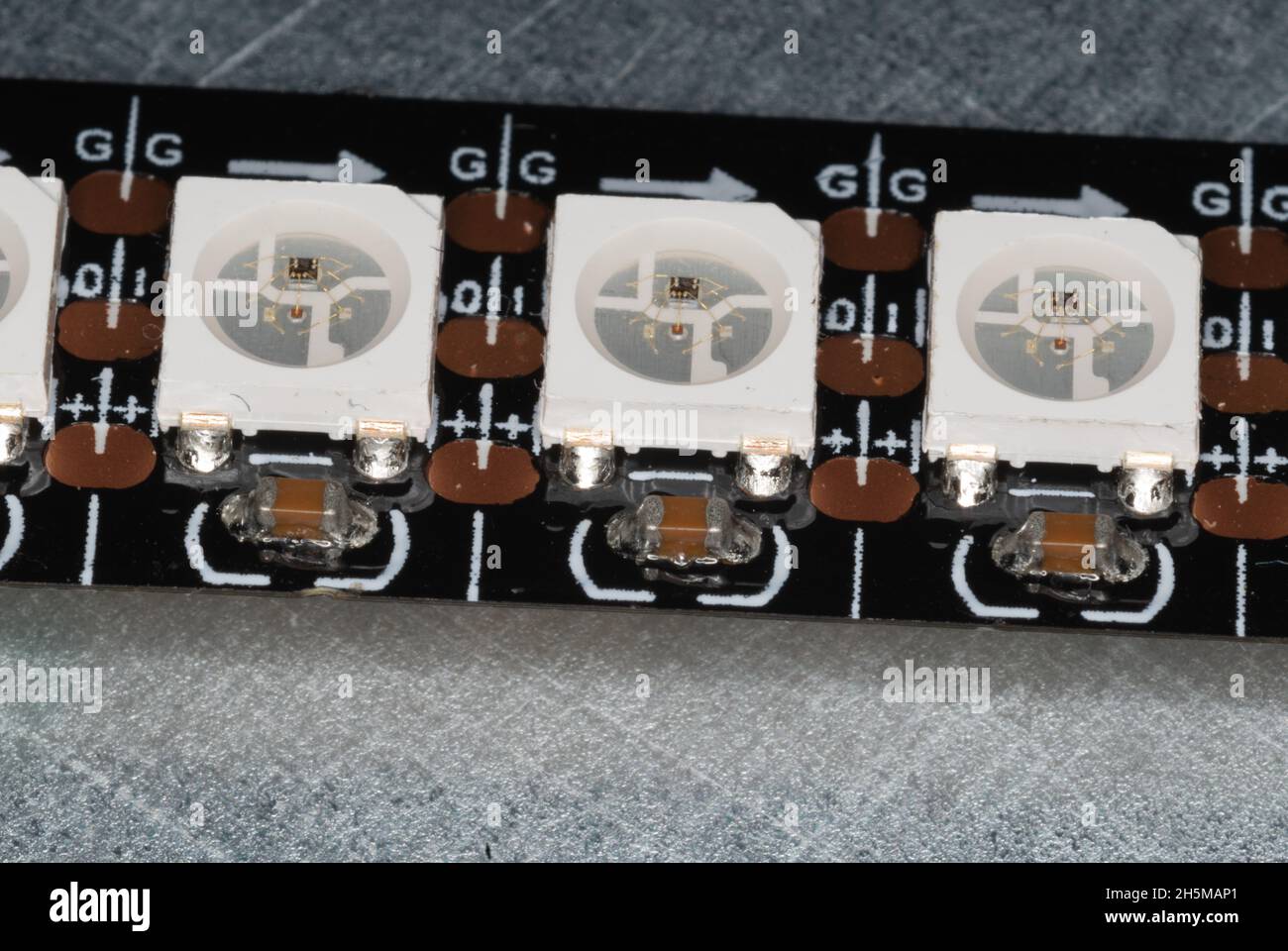 Beautiful closeup image of an addressable LED strip with a gray ...