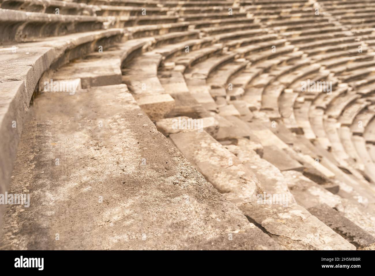 Closeup image of ancient amphitheatre ruins fragment in Turkey. Copy ...