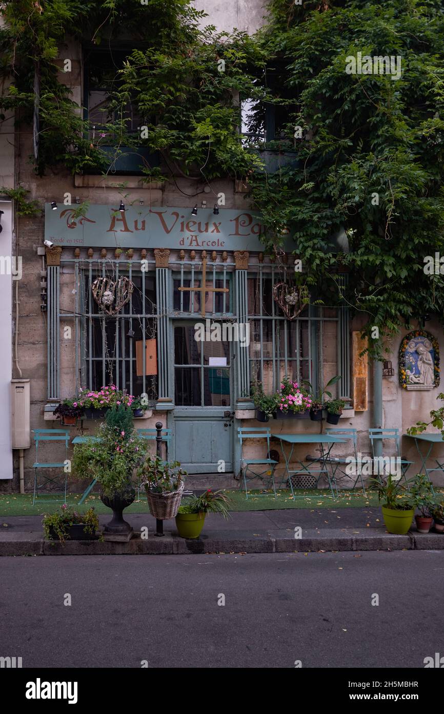 Au Vieux Paris d'Arcole, Small Traditional Street Corner with a Café ...