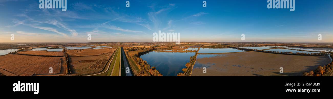 Panoramic view of the nature reserve near Lubomia in Poland. Drone ...