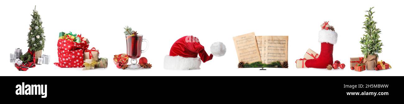 Christmas collection on white background Stock Photo - Alamy