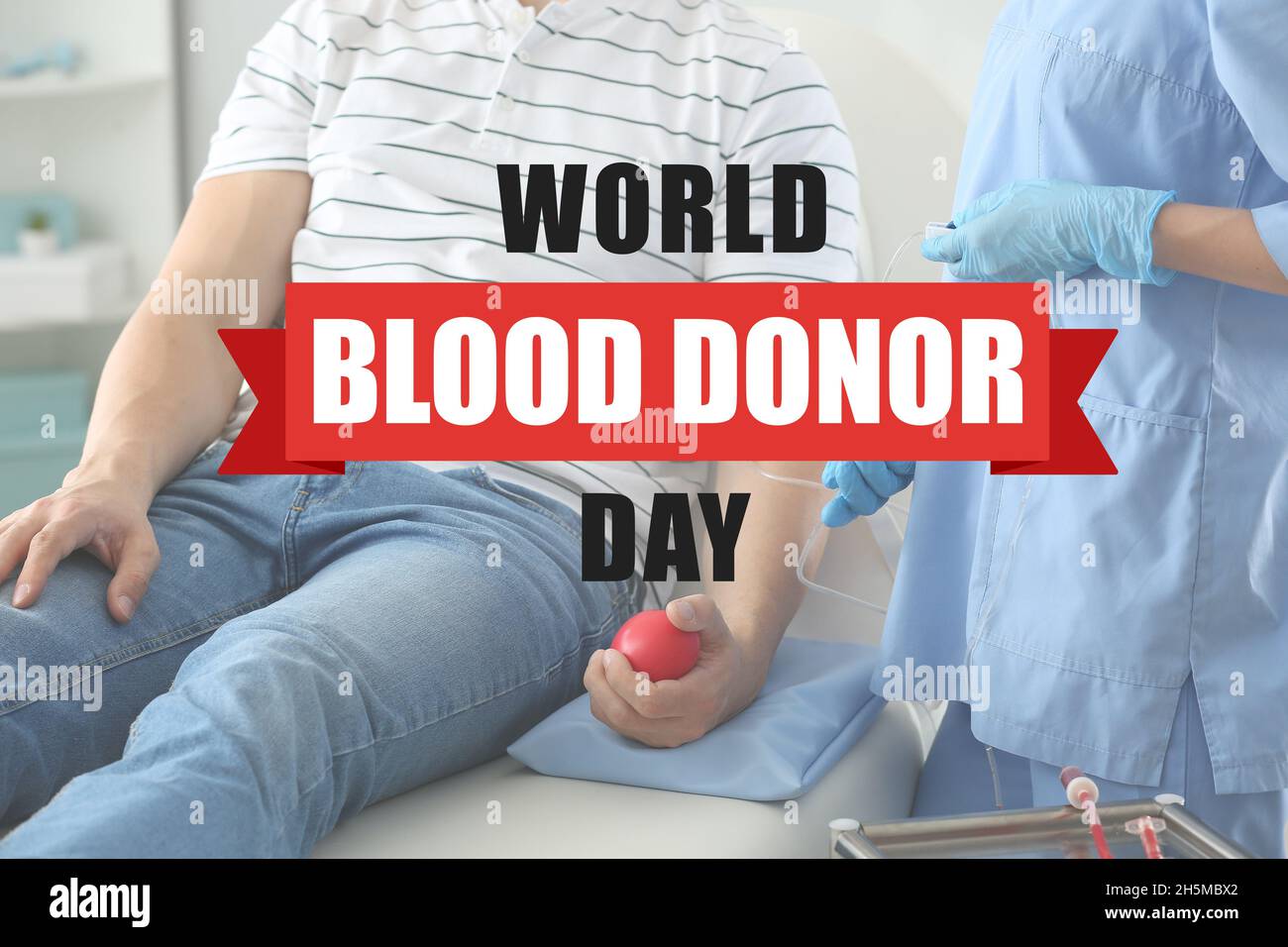 Man donating blood in hospital. World Blood Donor Day Stock Photo - Alamy