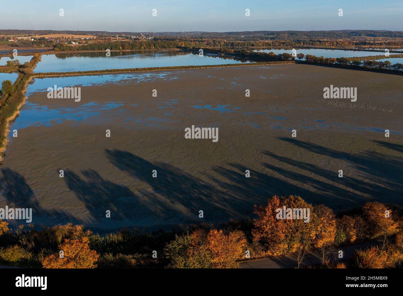 Panoramic view of the nature reserve near Lubomia in Poland. Drone ...