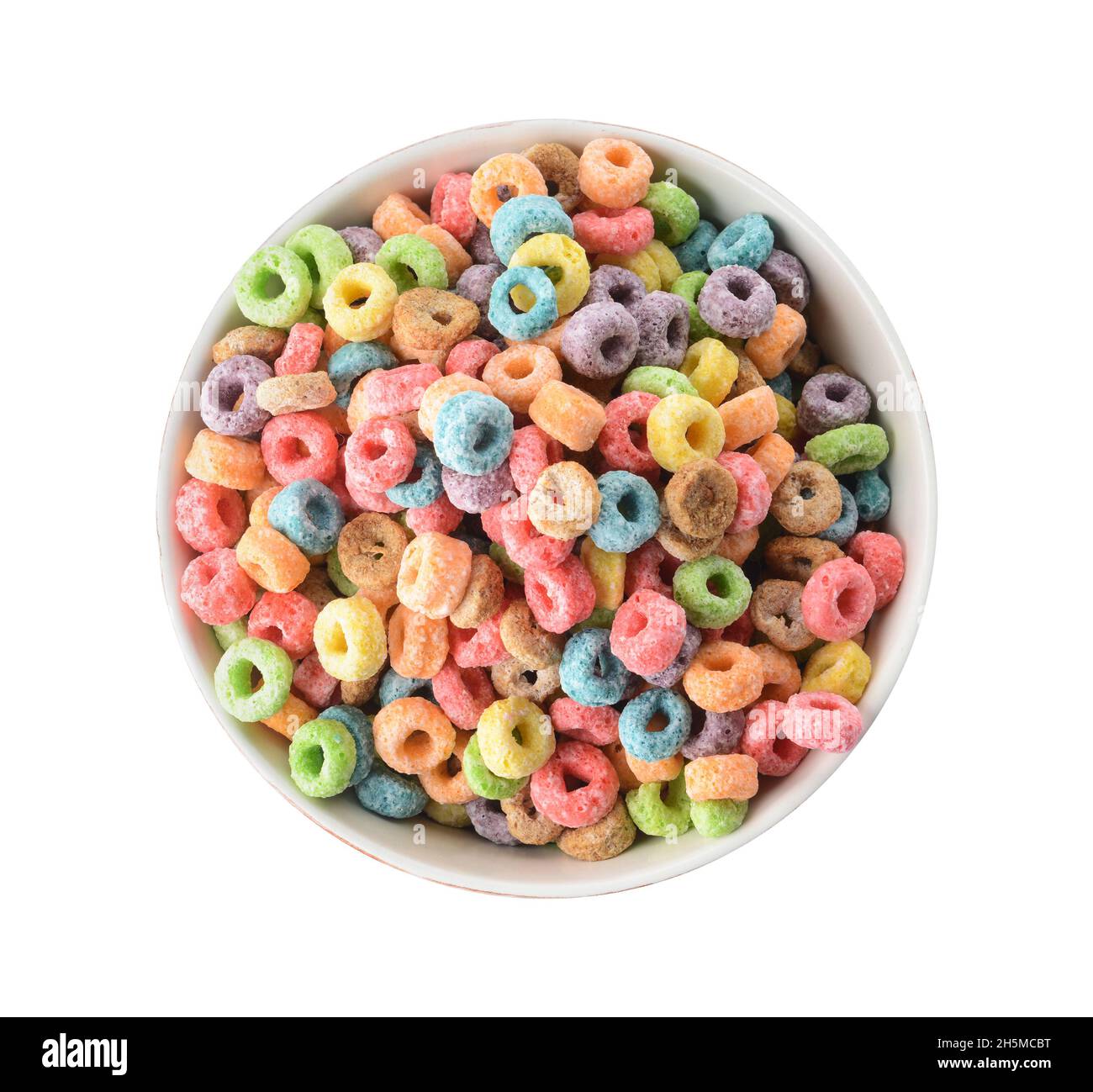 Bowl with crunchy corn flakes rings on white background Stock Photo - Alamy