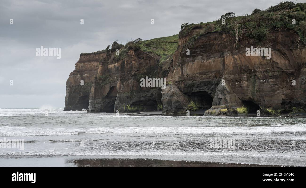 View from the Three sisters cliffs New zealand Stock Photo - Alamy