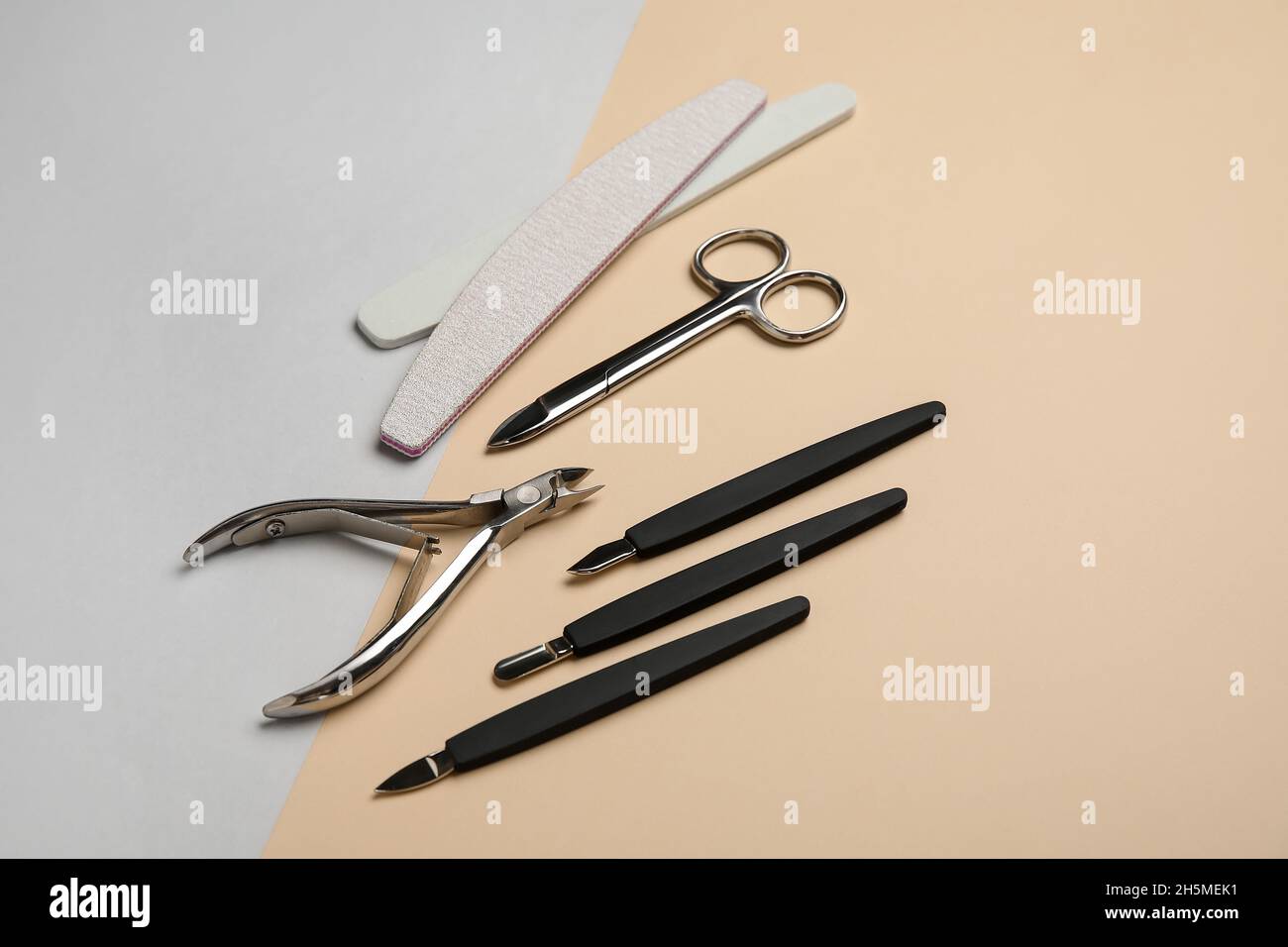 Manicure kit on color hi-res stock photography and images - Alamy