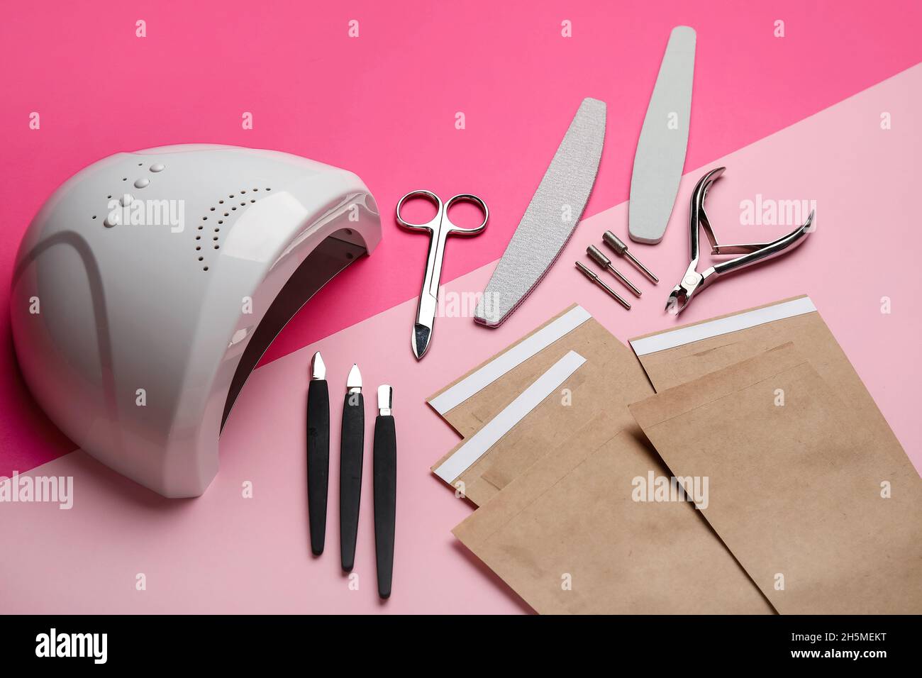 Manicure equipment on color hi-res stock photography and images - Alamy