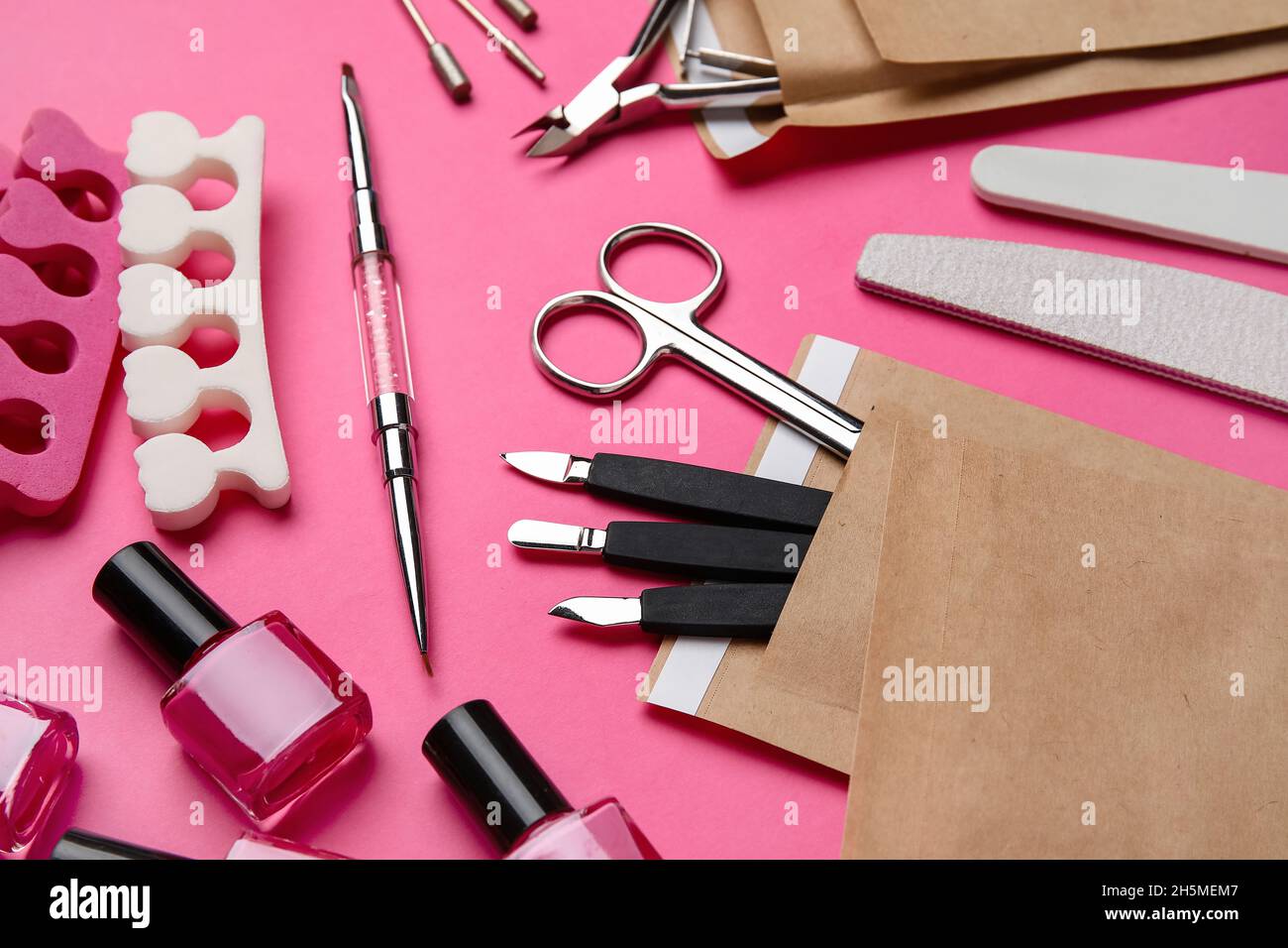 Manicure kit on color hi-res stock photography and images - Alamy