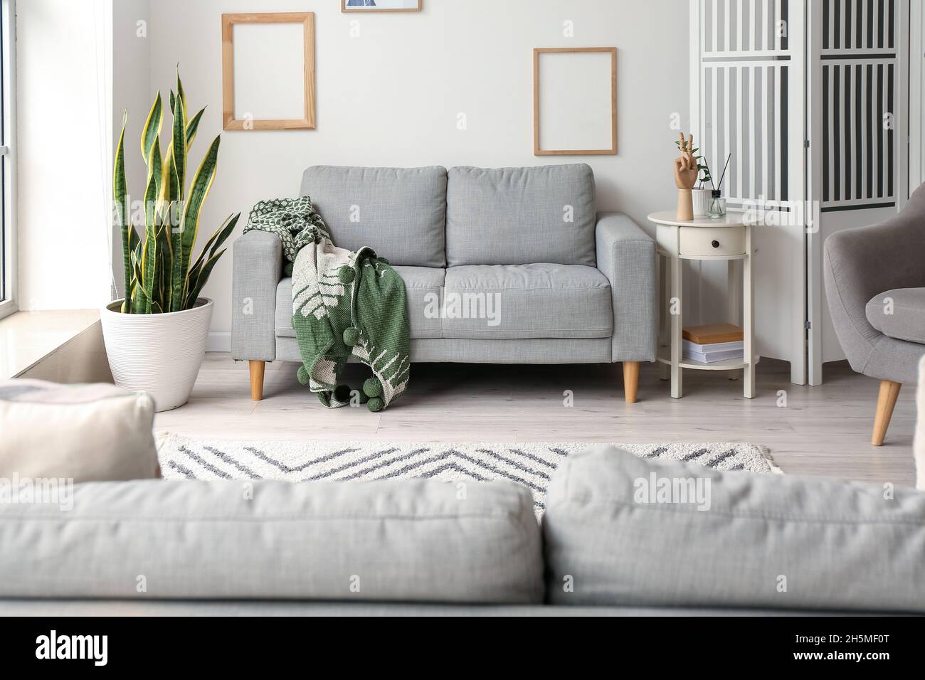 Interior of modern room with stylish decor and comfortable furniture ...