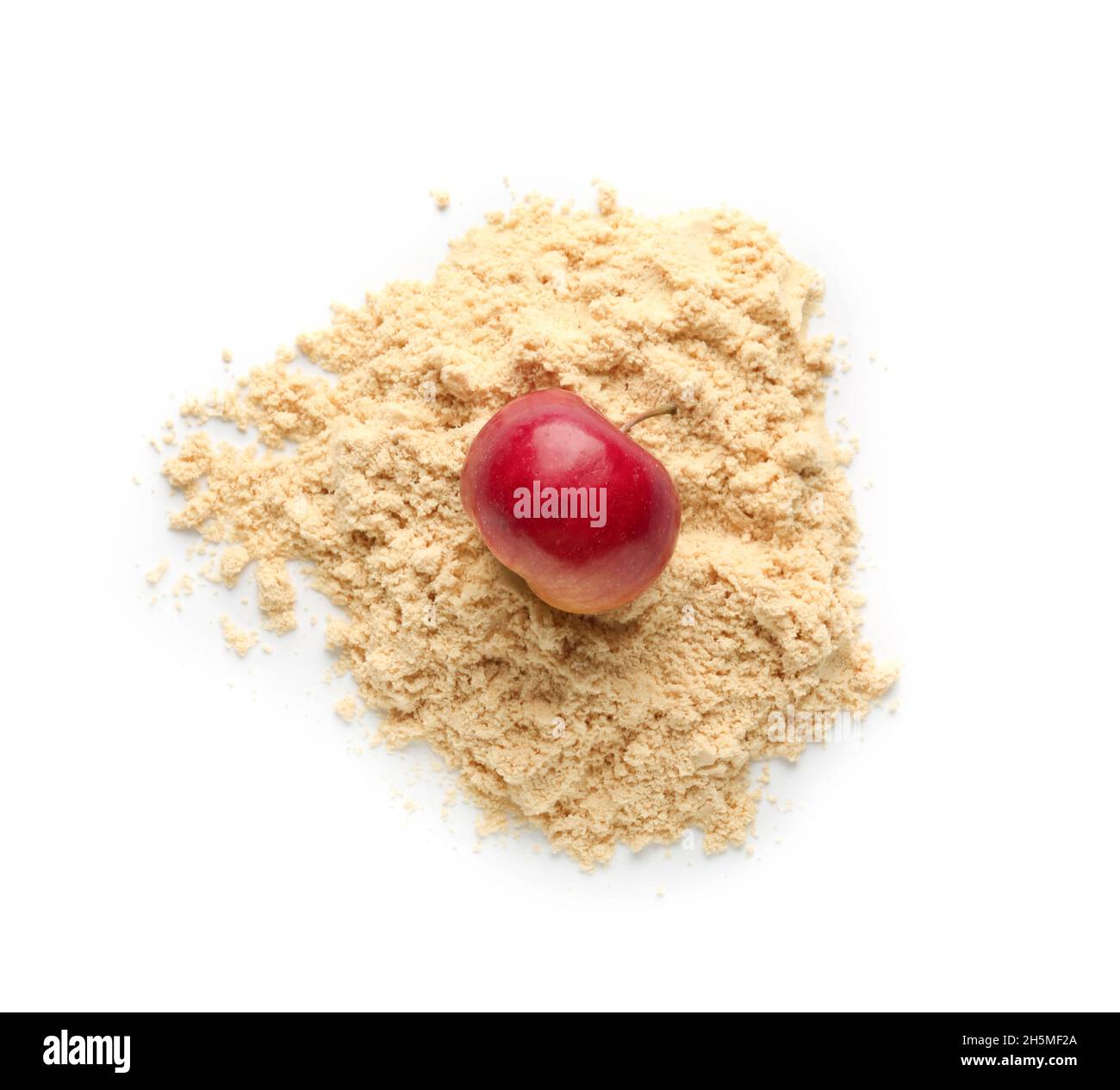 Whey protein powder and apple on white background Stock Photo - Alamy