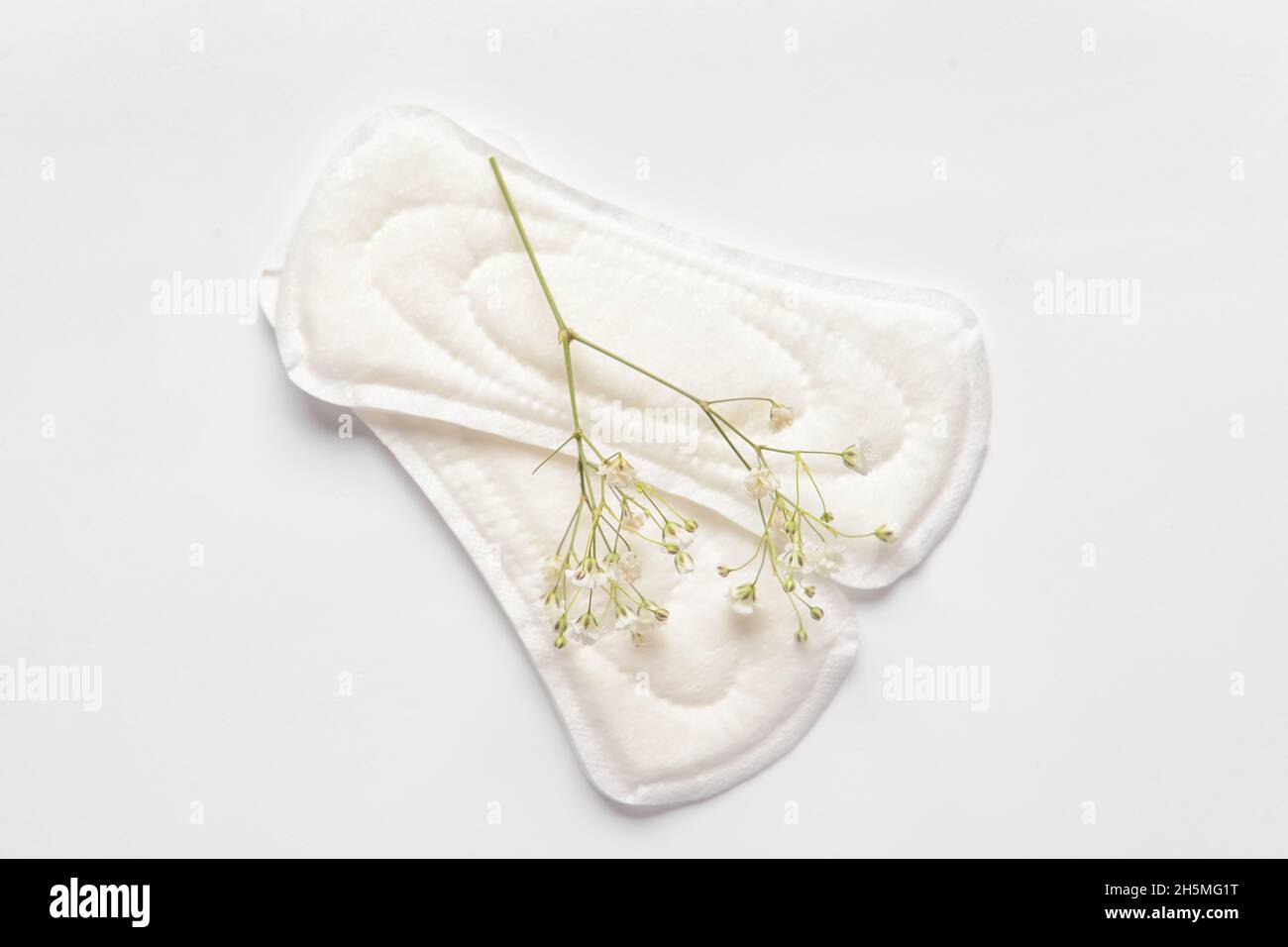 Menstrual pads and gypsophila flowers on white background Stock Photo ...