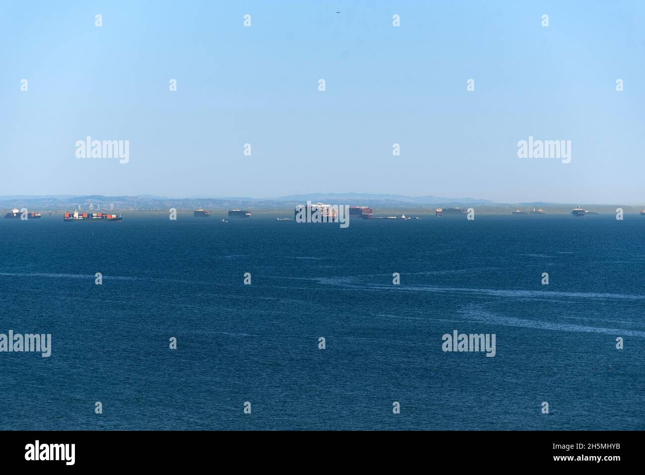 Los Angeles, CA USA - October 15, 2021: Cargo and container ships ...