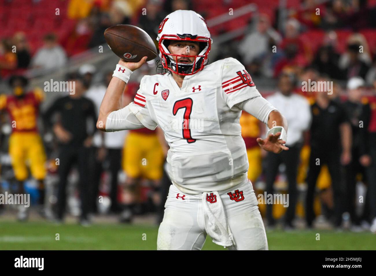 Utah Utes quarterback Cameron Rising (7) during an NCAA football game ...