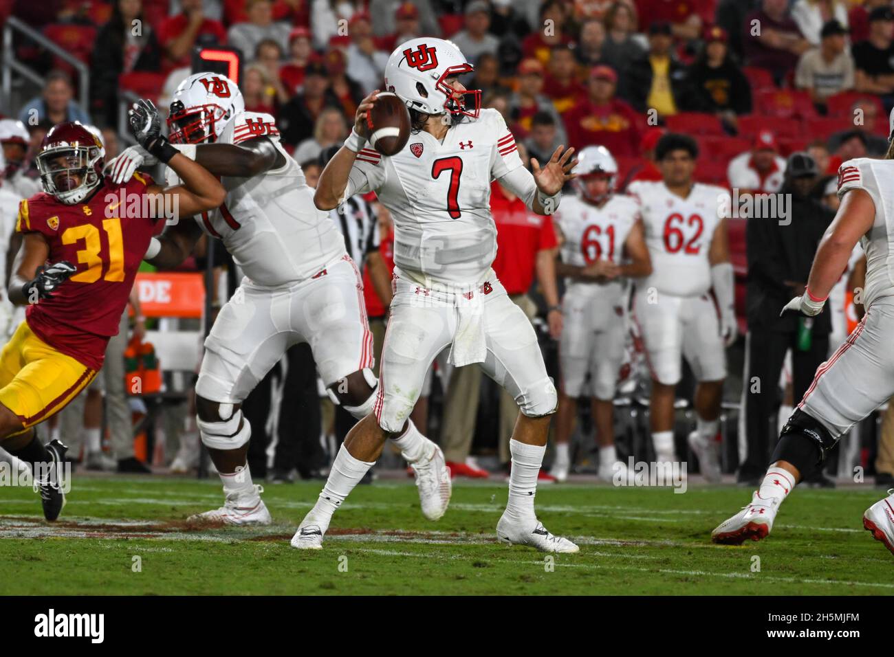 Utah Utes quarterback Cameron Rising (7) during an NCAA football game ...