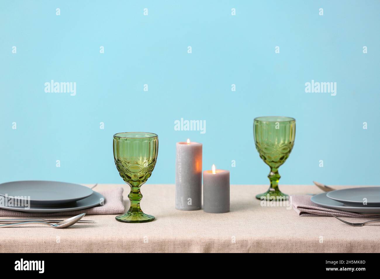 Stylish table setting in dining room Stock Photo - Alamy